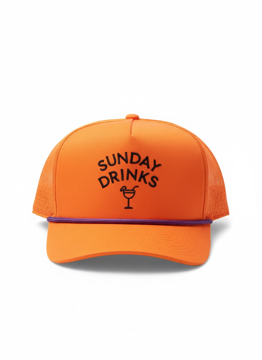 Orange Slice – Bright Orange Sunday Drinks Golf Cap, Adjustable Unisex